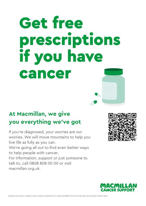 Get free prescriptions if you have cancer – Macmillan Orders