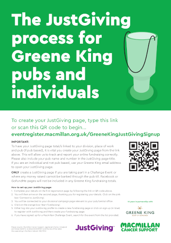Greene King JustGiving – Macmillan Orders