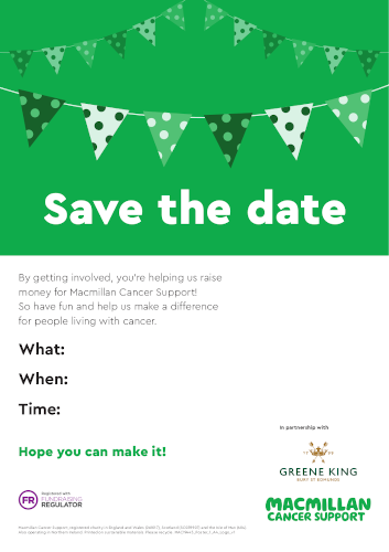 Greene King Save the Date – Macmillan Orders